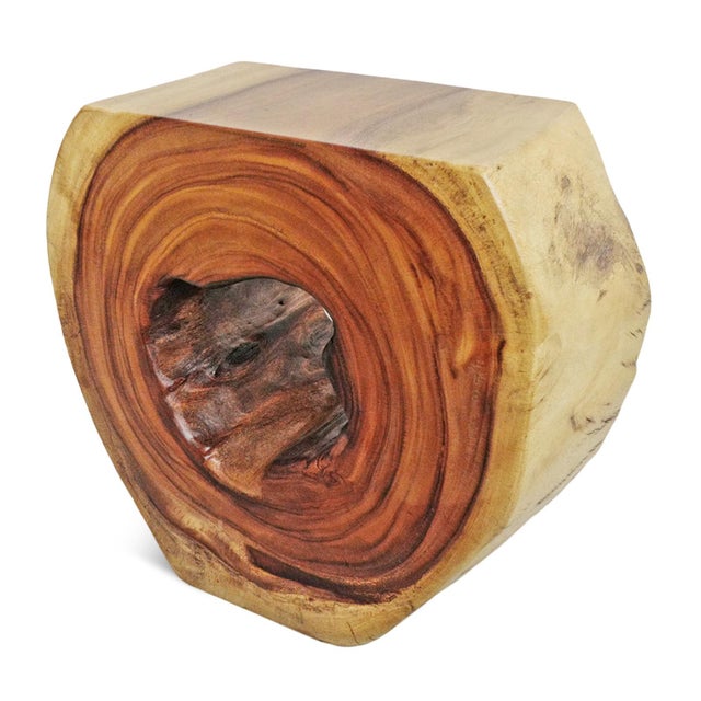 Organic Monkey Pod Hole Console Table | Chairish