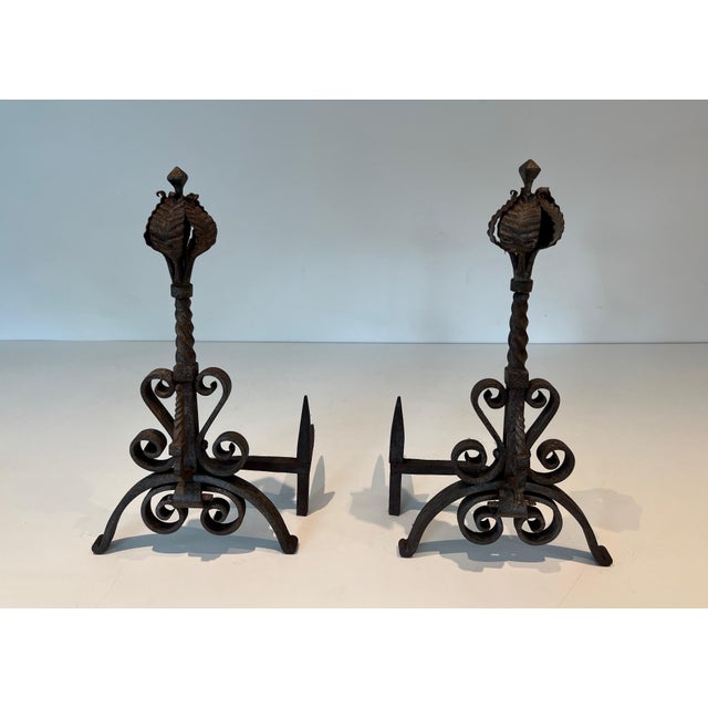 Wrought Iron Andirons - a Pair | Chairish