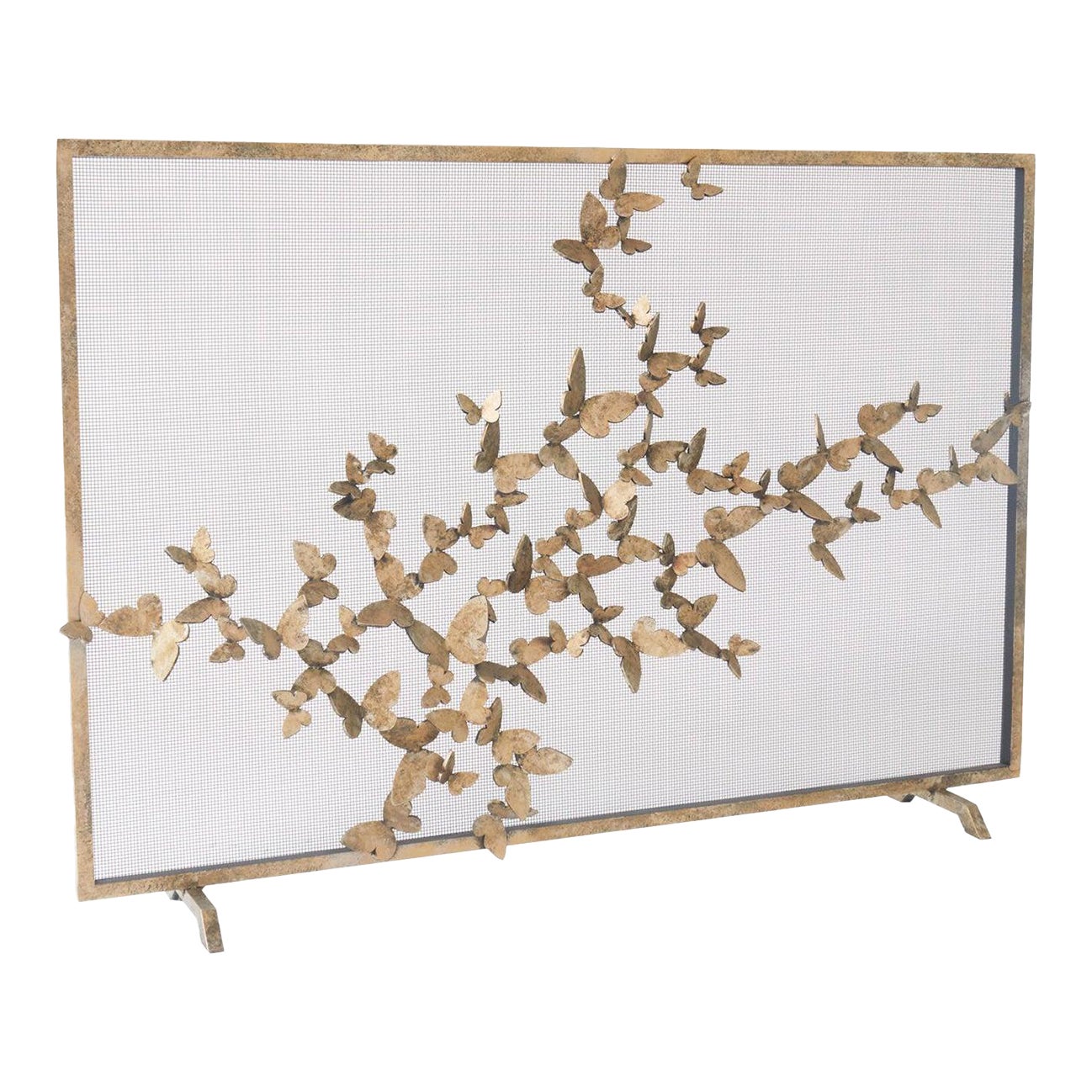 Aged Gold Butterfly Fire Screen Fireplace Screen | Chairish