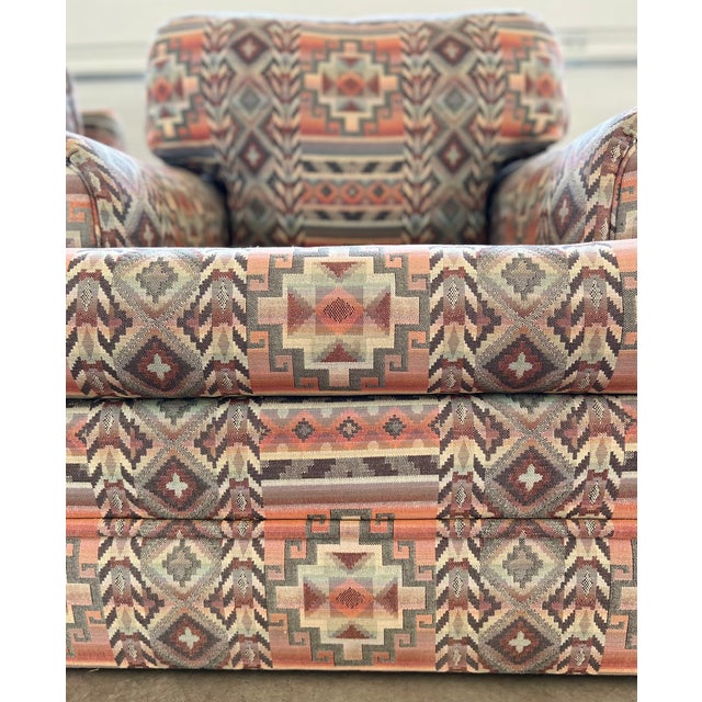 1990s Custom Rolling Upholstered Southwest Aztec Armchairs - Set of 2 ...