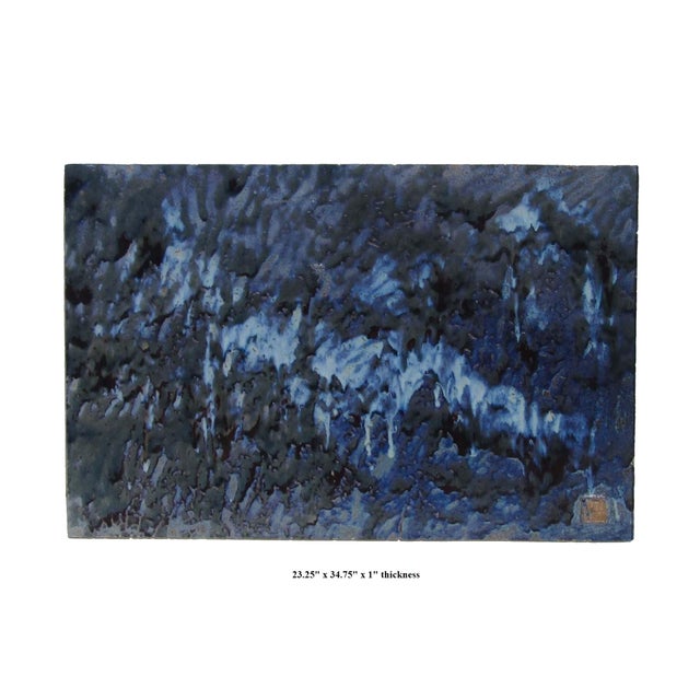 Handmade Chinese Blue Color Ceramic Wall Art Tile | Chairish