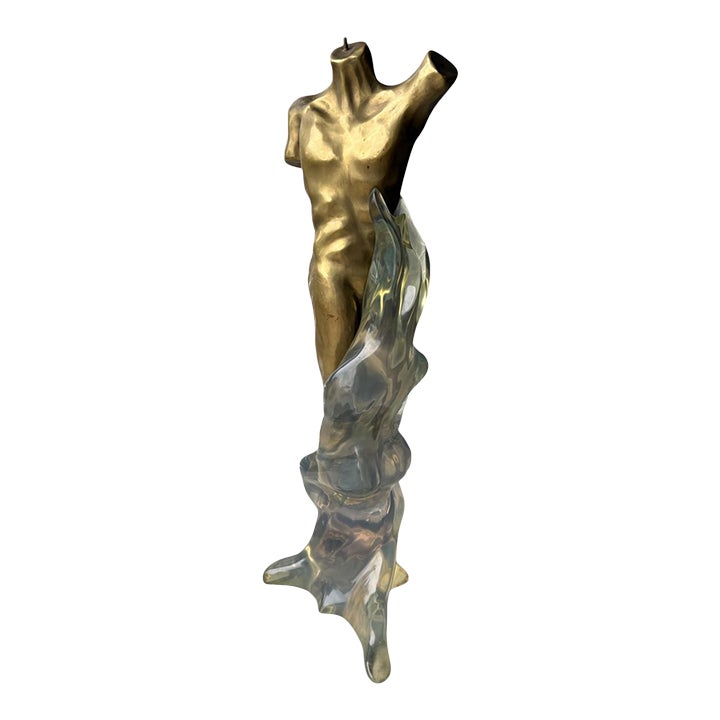 1970s Brass & Lucite Sculpture – Abstract Art Deco Revival | Chairish