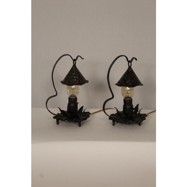 Early 20th Century Tutor Style Hand Forged Lamps - a Pair | Chairish