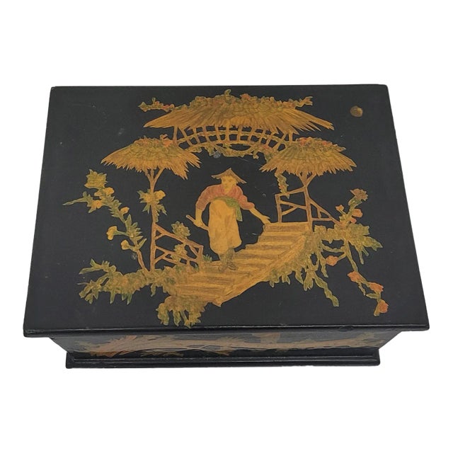 1920s Vintage Black Asian Box | Chairish