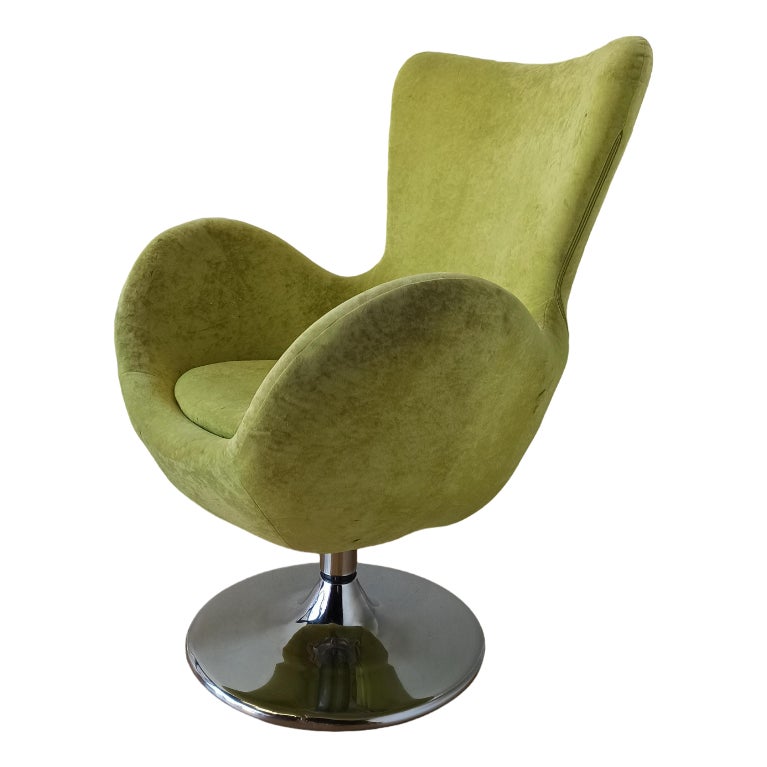 Bucket Seat in Chrome and Green, 1990s | Chairish