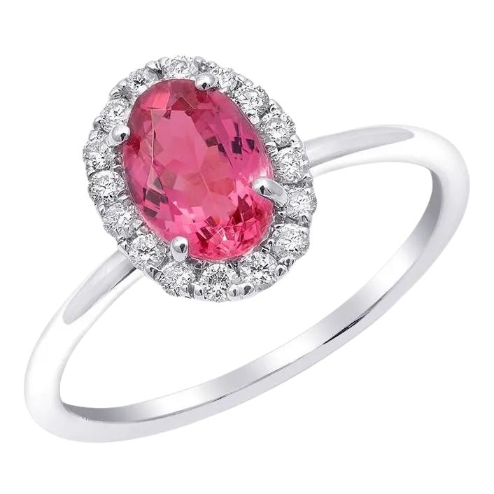 Natural Neon Spinel Gemstone 1.08 carats in 14K White Gold Ring with ...