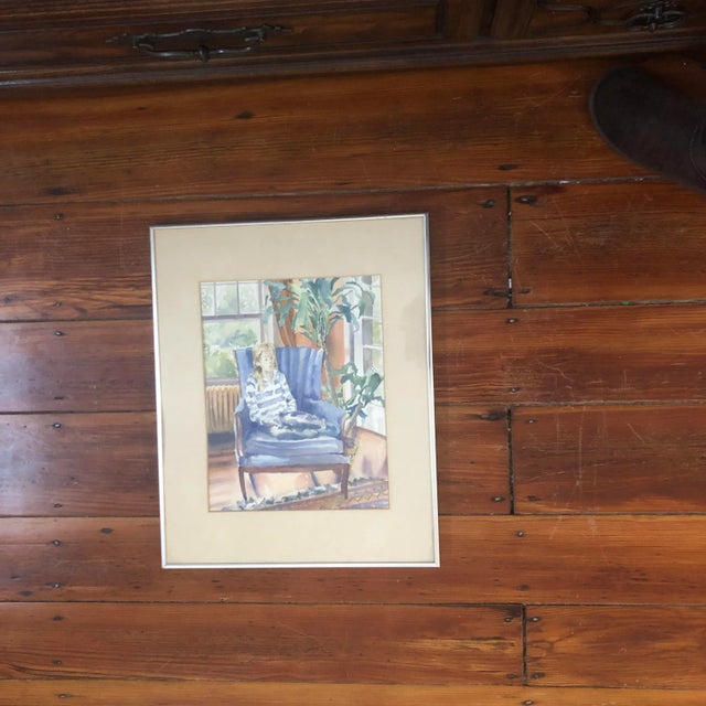 Vintage Impressionist Style Interior Scene Watercolor Painting of Girl ...