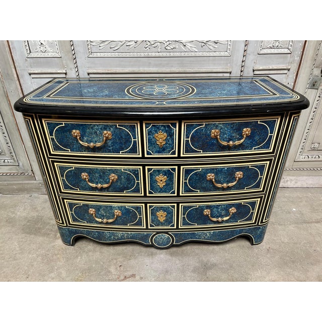 French Regence Style Commode with a Blue, White and Black Lacquered ...