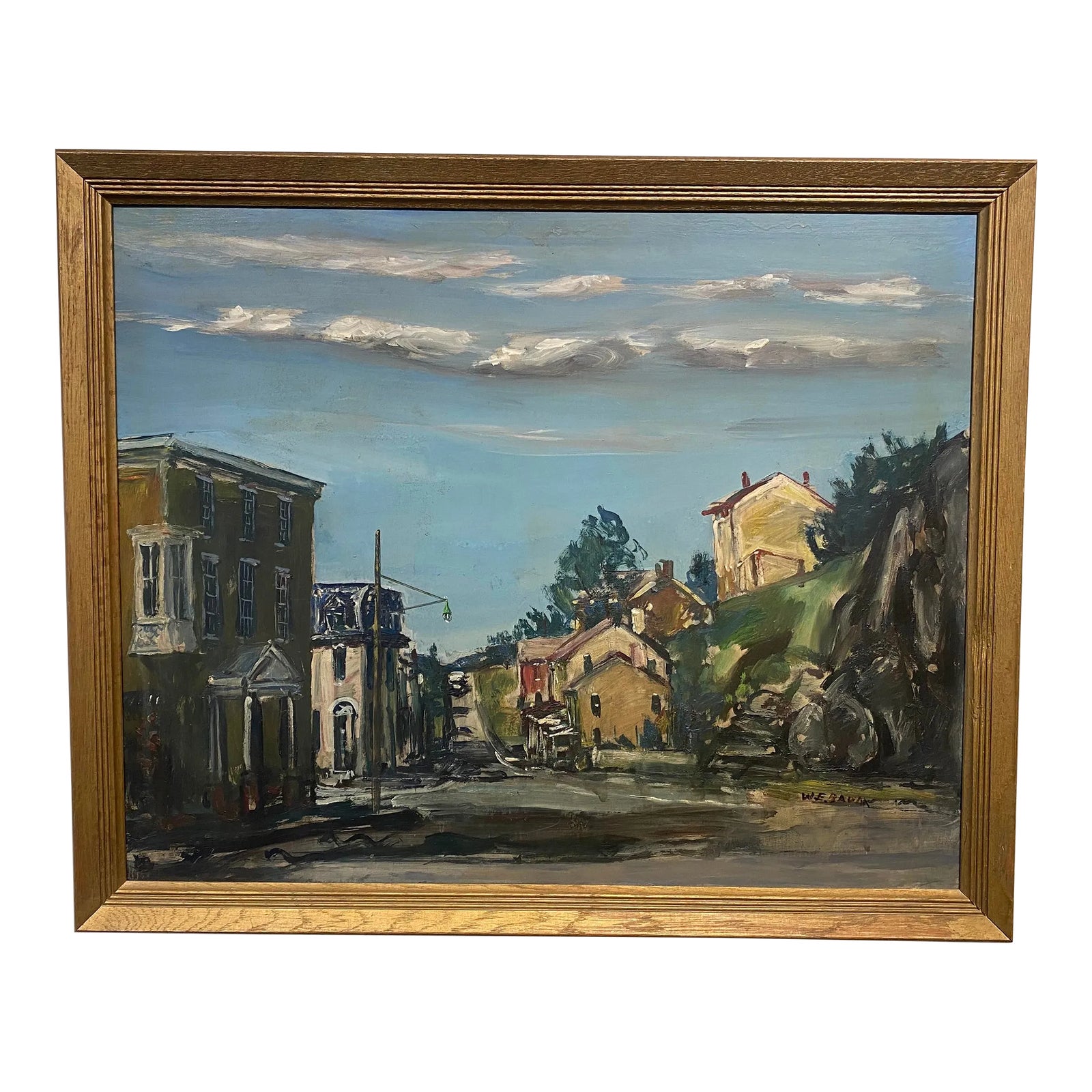 Walter Baum Midcentury Cityscape Painting | Chairish