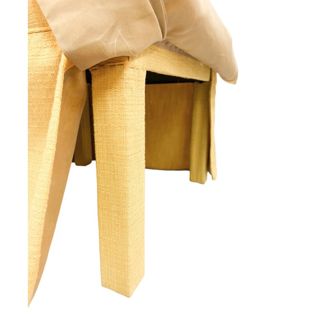 Vintage Set of 2 Yellow Custom Upholstered Parsons Chairs | Chairish