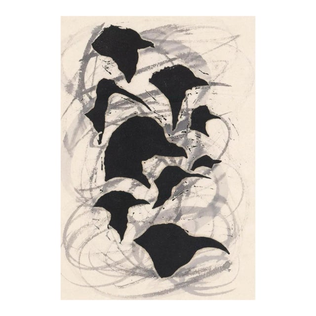 2000 Birds in Profile Relief Print and Watercolor | Chairish