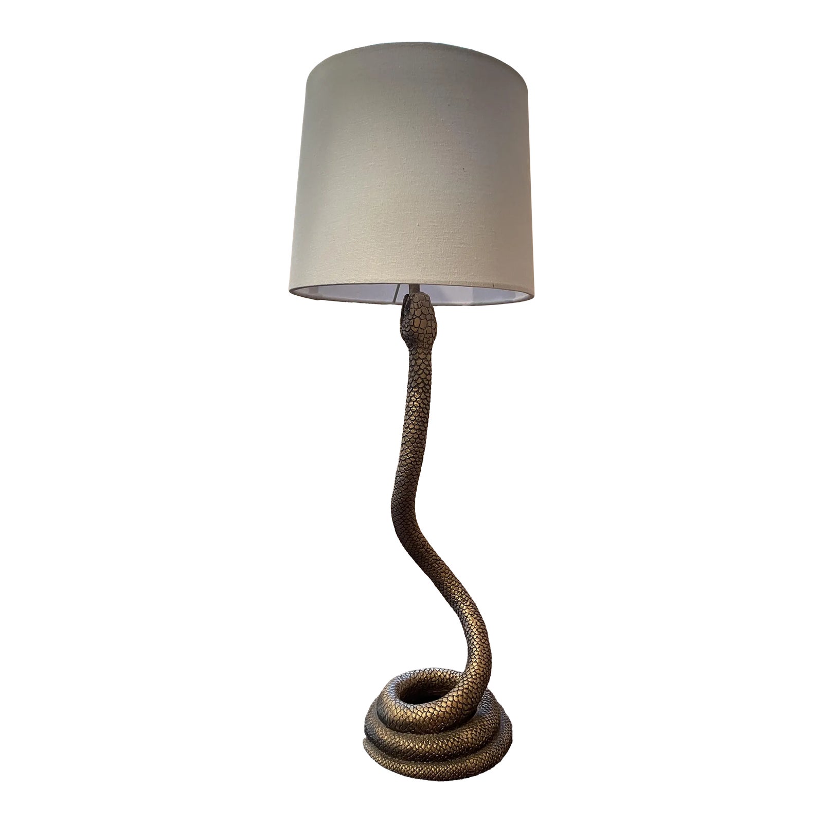 Late 20th Century Solid Brass Coiled Cobra Snake Table or Desk Lamp ...