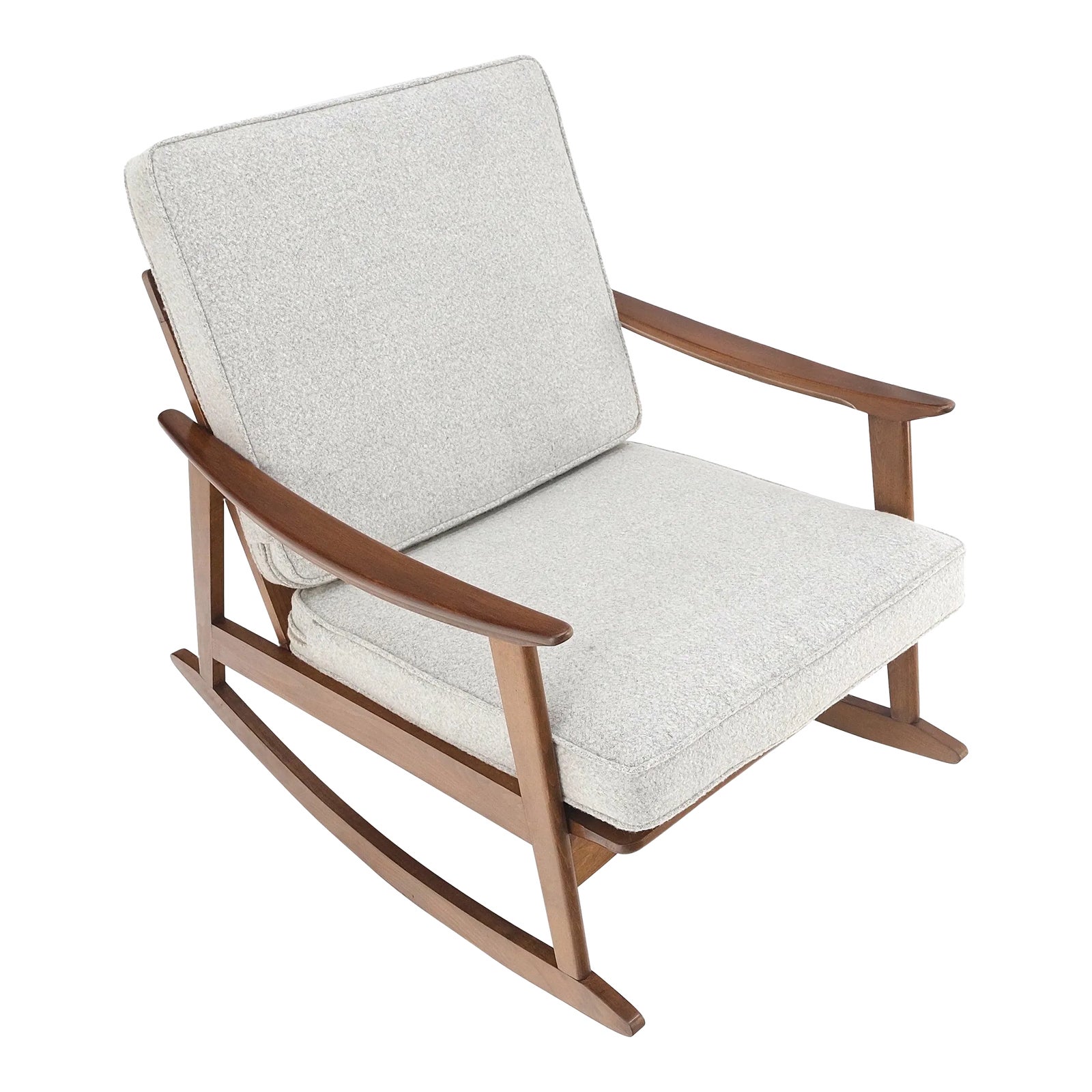 Danish Mid-Century Modern New Grey Wool Upholstery Rocking Lounge Chair ...