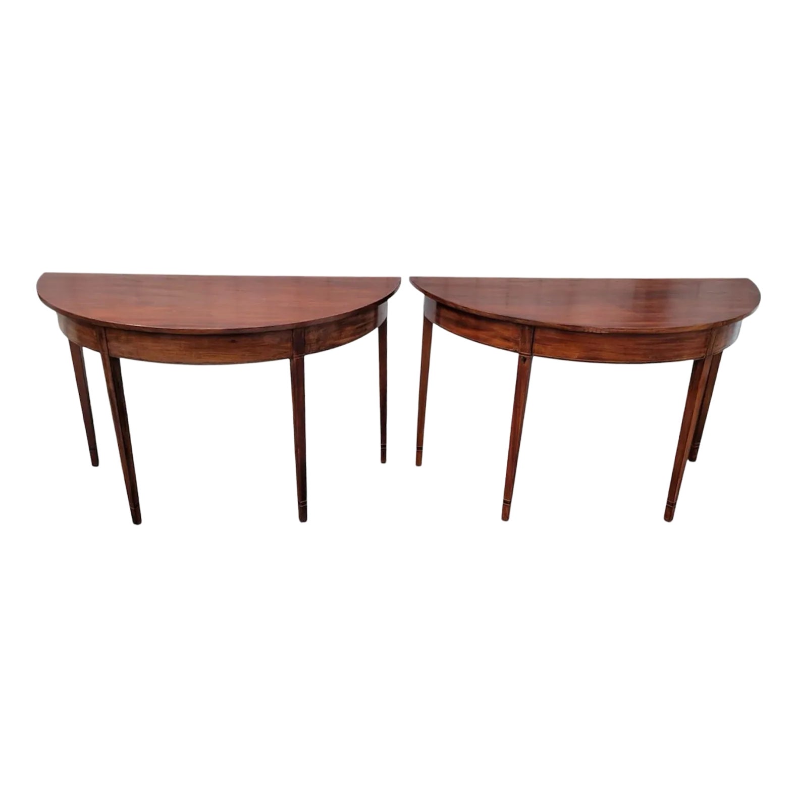 Antique 19th C Sheraton Mahogany Console Tables Pair–Solid Wood Hall ...