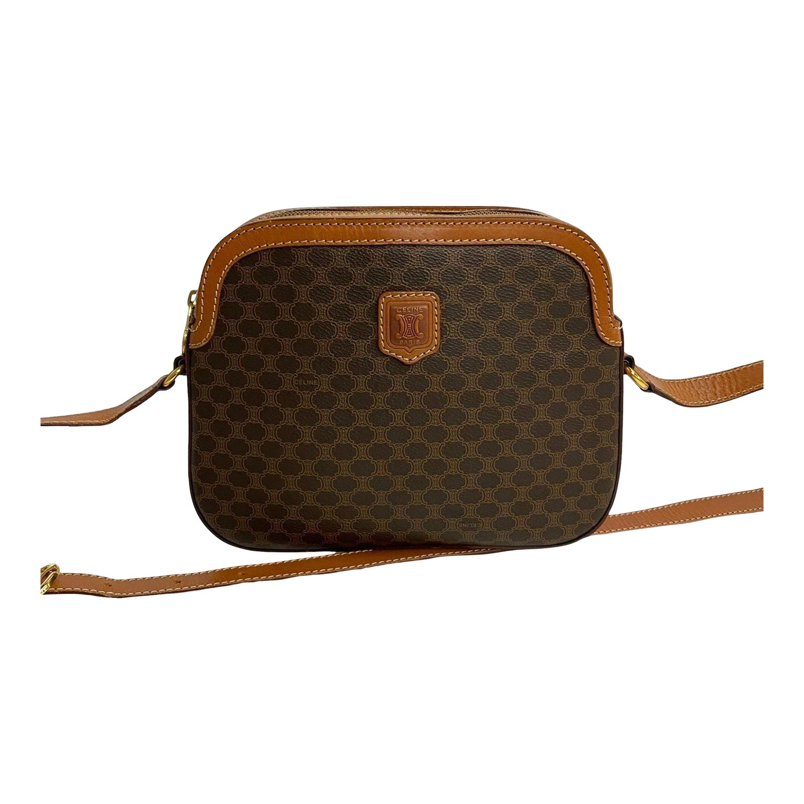 Celine Macadam Blason Triomphe Pattern Leather Shoulder Bag Pochette ...