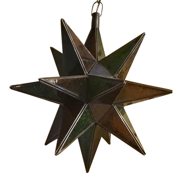 Large Handmade Multicolor Moroccan Star Lantern / Moravian Star | Chairish