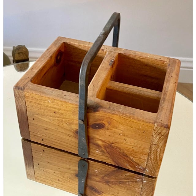 1980s Rustic Wooden Box With Metal Handle | Chairish