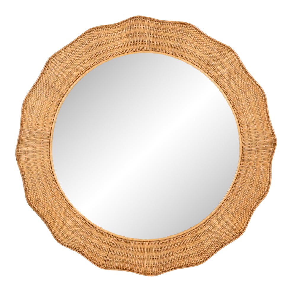Yarley Round Rattan Mirror | Chairish