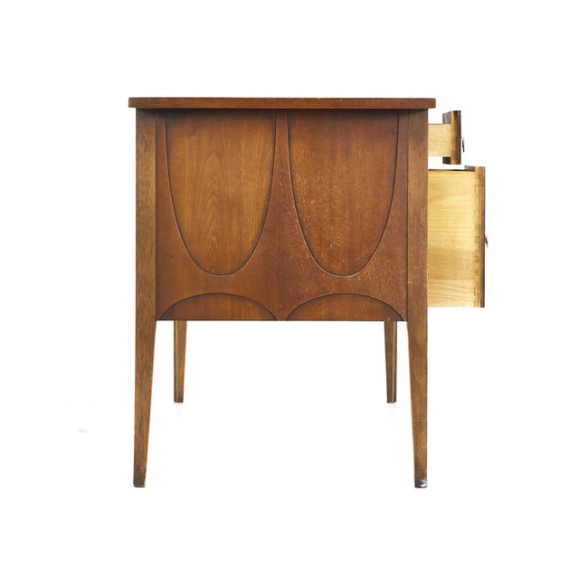 Broyhill Brasilia Mid Century Desk Walnut and Brass Desk | Chairish