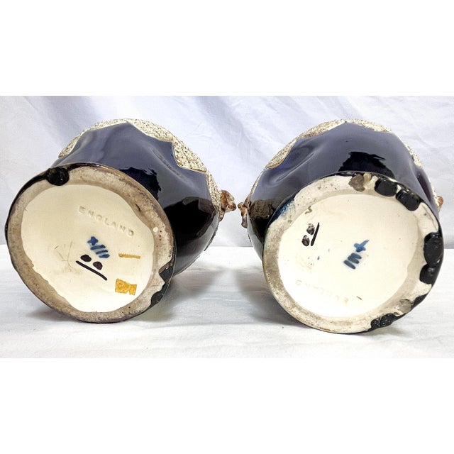 1950's English Thomas Forester Majolica Ceramic Vases- a Pair | Chairish
