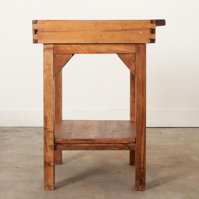 19th Century French Square Butcher Block Table | Chairish