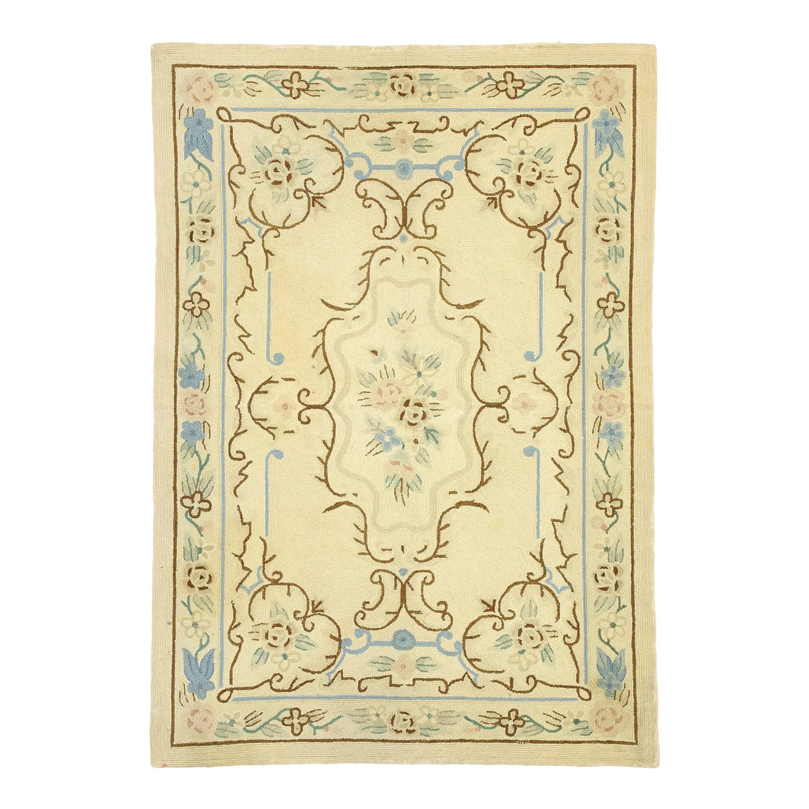 Vintage Chinese Floral Hooked Rug - 04'01 X 05'10 | Chairish