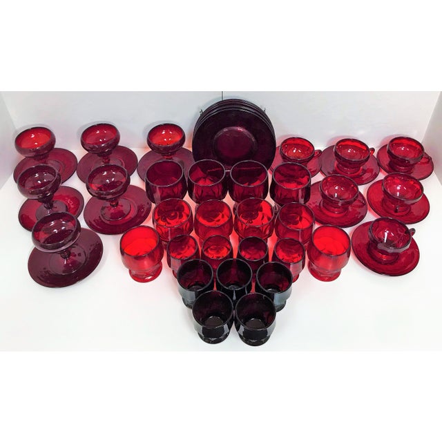 1960s Large Collection of Ruby Red Mosser Glass in the Georgian Pattern ...
