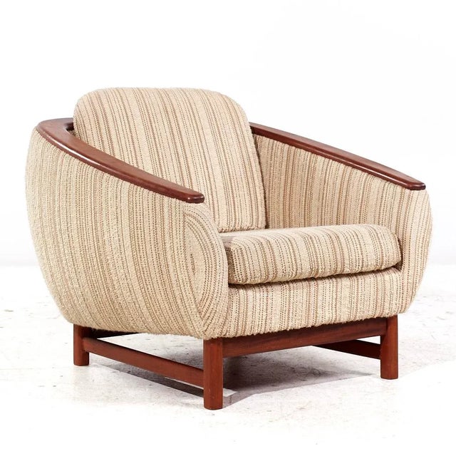 R Huber Mid Century Teak Barrel Lounge Chairs - Pair | Chairish