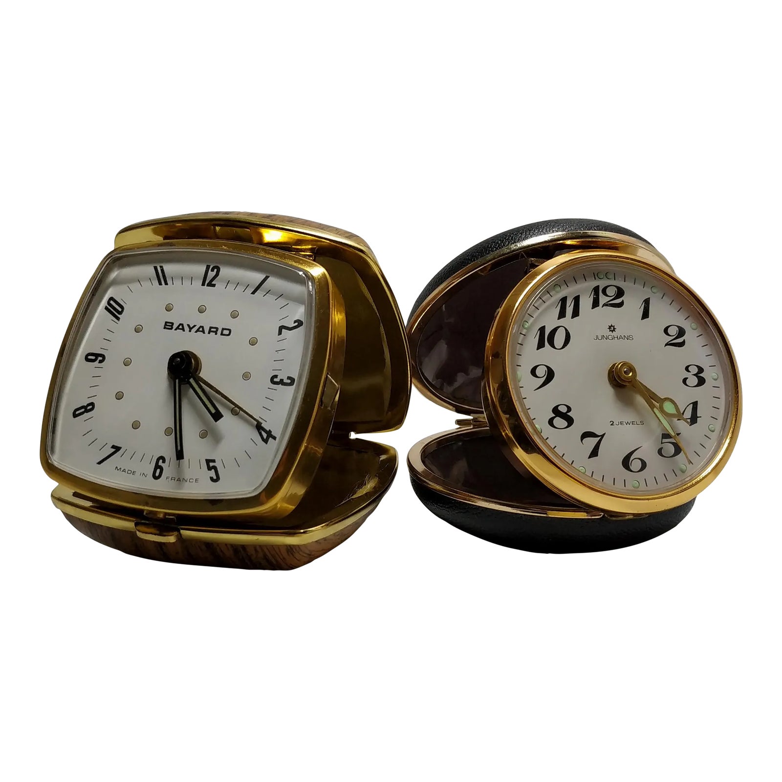 Mid 20th Century Folding Alarm Clocks Junghans and Bayard- Set of 2 ...