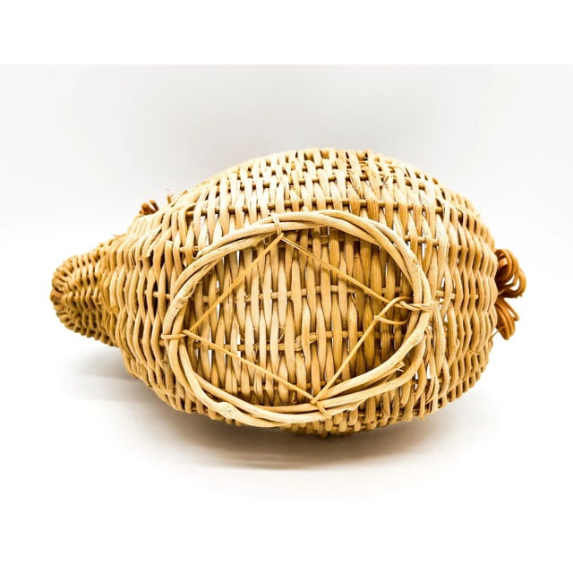 Late 20th Century Vintage Boho Chic Wicker Rabbit Bunny Basket | Chairish