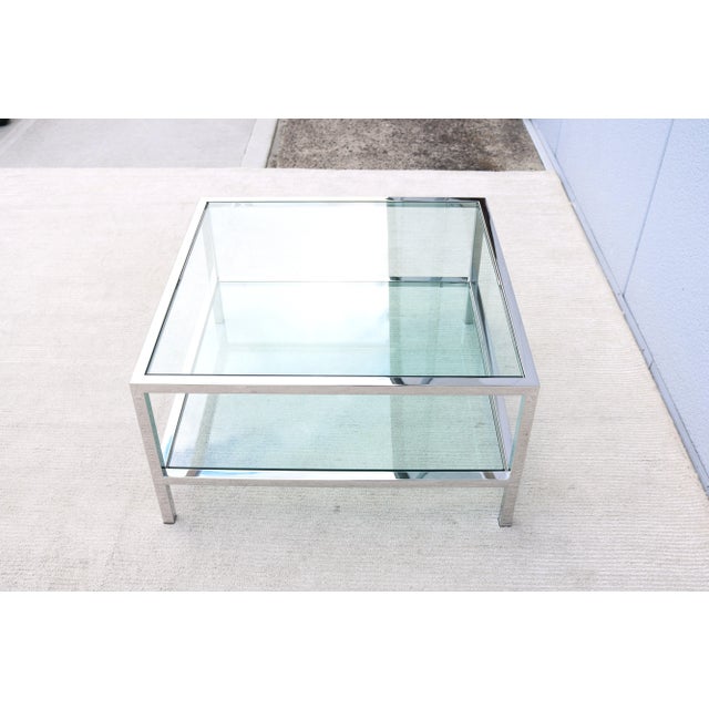 Mid-Century Modernism Milo Baughman Style Glass Square Coffee Table ...