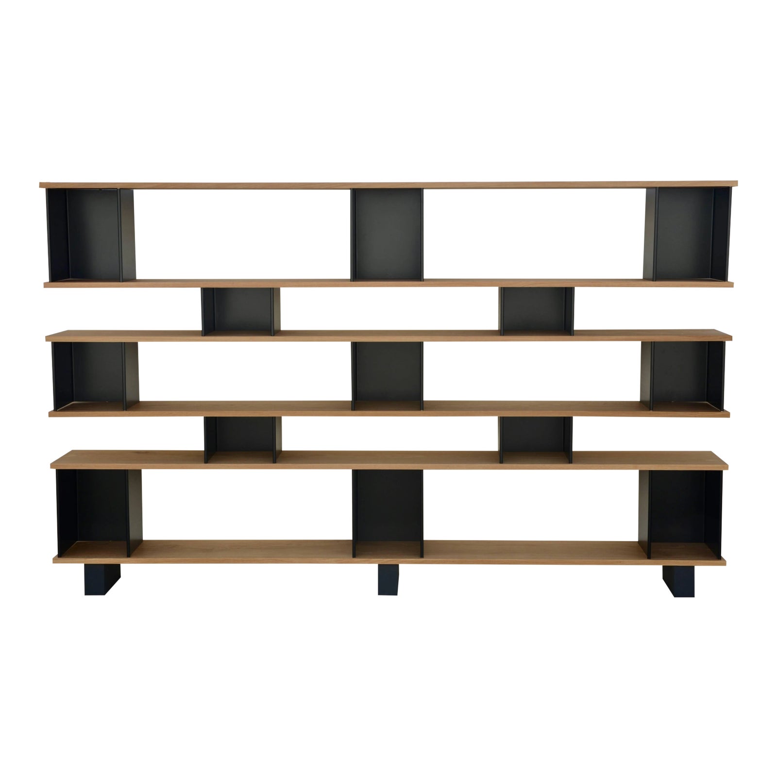 Design Frères Polished Oak and Matte Black "Horizontal" Shelving Unit ...