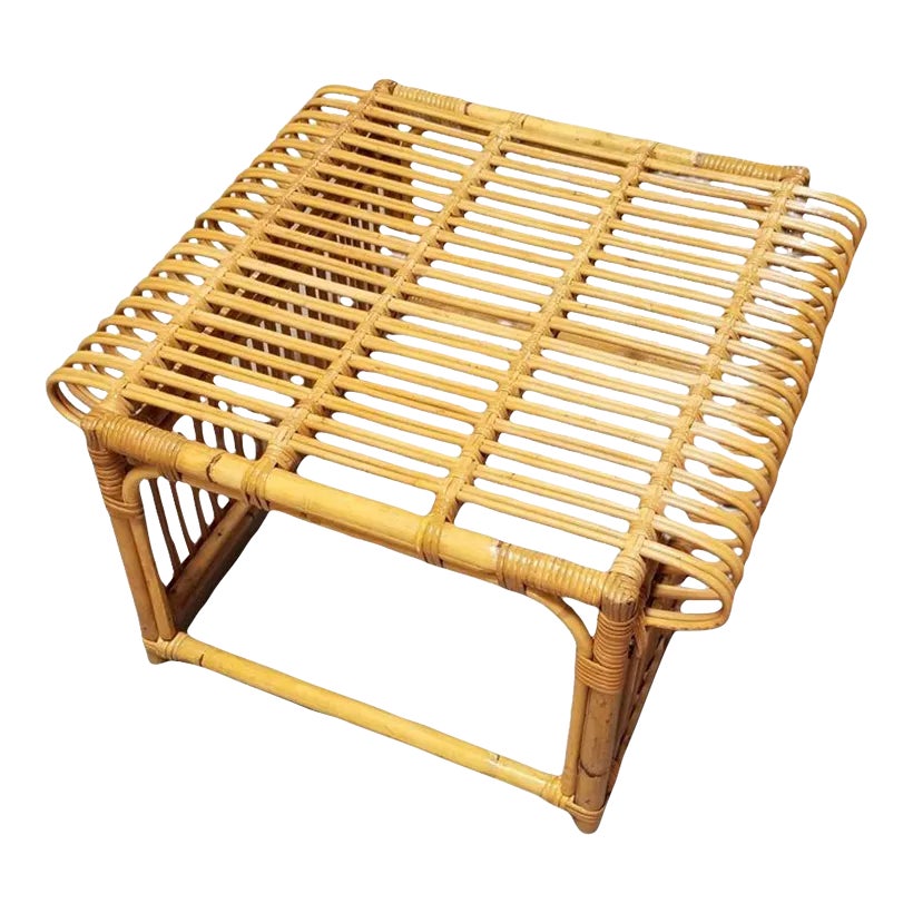 Restored Skeleton Italian Pencil Reed Rattan Ottoman Footstool in the ...