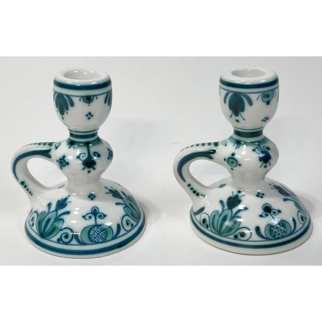 Vintage Royal Delft De Porceleyne Fles Delvert Green Candlesticks, a ...
