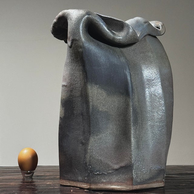 Vintage George Ohr Style Abstract Expressionist Raku Drip Glazed Vase ...
