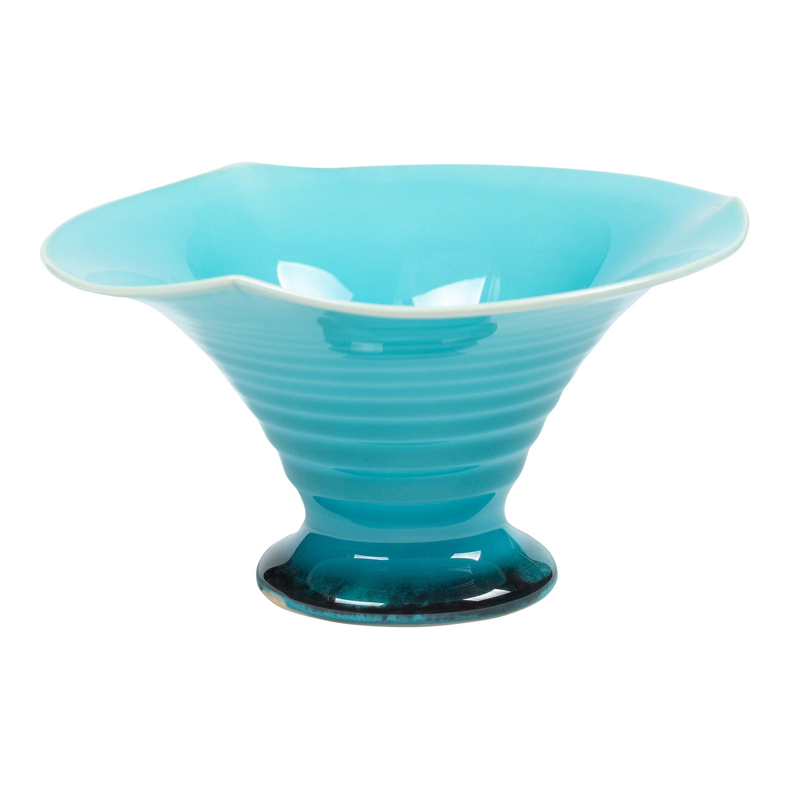 Late 20th Century Amakusa Higure Turkish Blue Fluted Flower Guinomi ...
