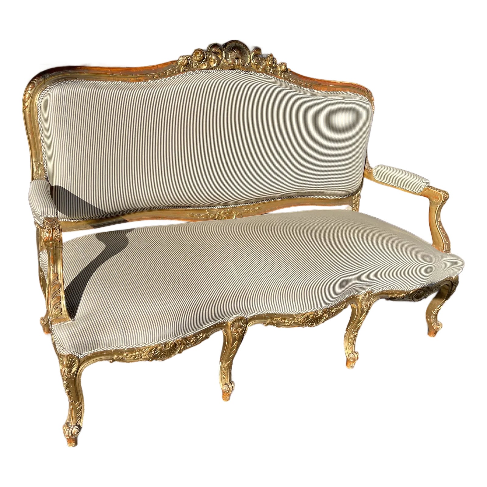 19th C. Louis XV Style Gilded Setee | Chairish