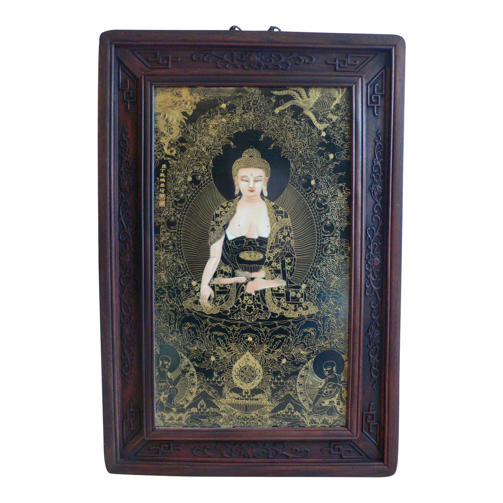 Early 20th Century Chinese Framed Porcelain Buddhist Temple Plaque of ...