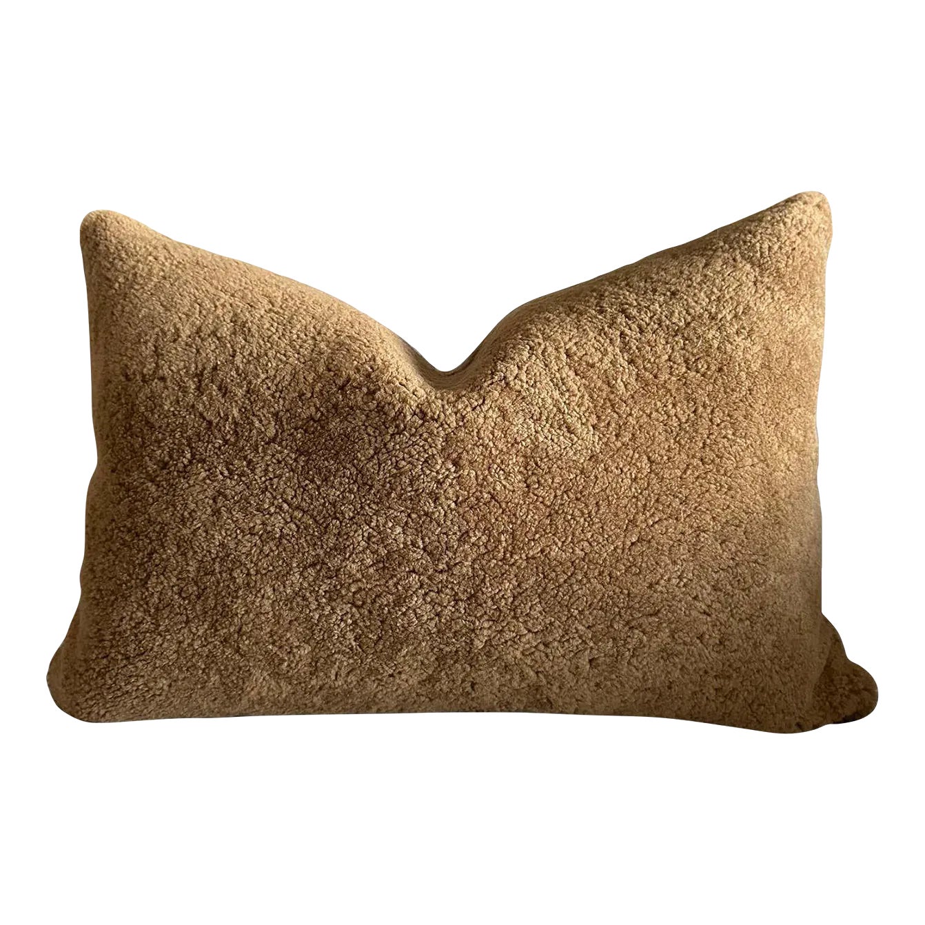 Natural Shearling Lumbar Pillow in Cappuccino Color With Brass Zipper ...