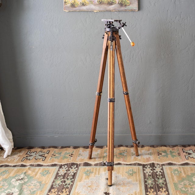 Industrial Ries Jr Model Photoplane Tilt Head Wooden Tripod | Chairish