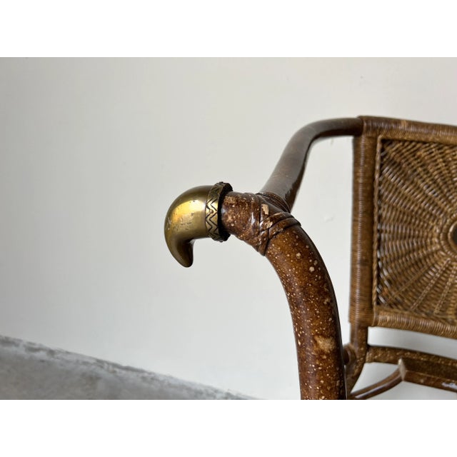 Vintage Organic Faux - Tortoise Shell Finish Rattan and Brass Accent ...