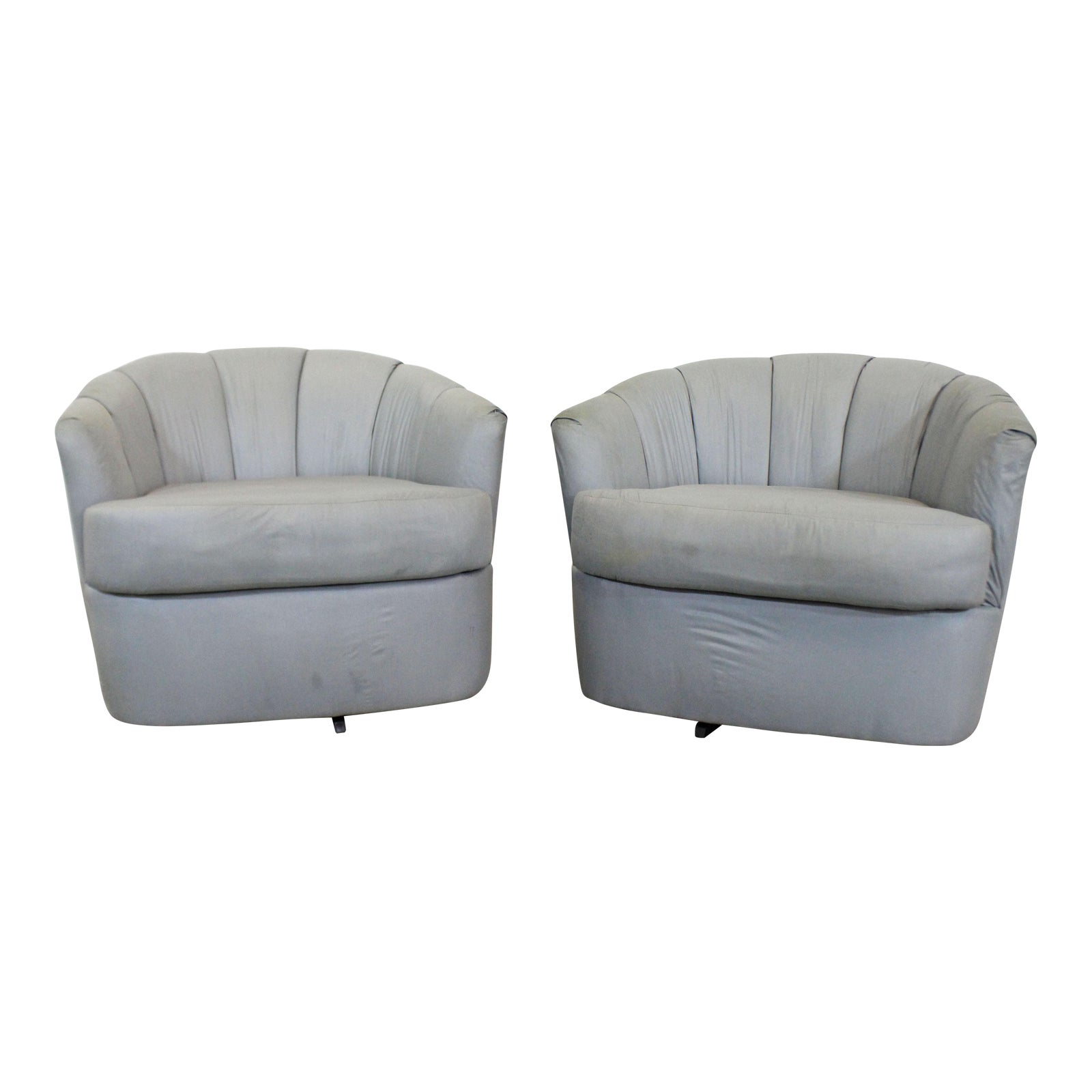 Mid-Century Danish Modern Selig Barrel Back Swivel Chairs - a Pair ...