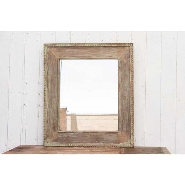 Vintage Sage Green Rustic Frame Mirror | Chairish