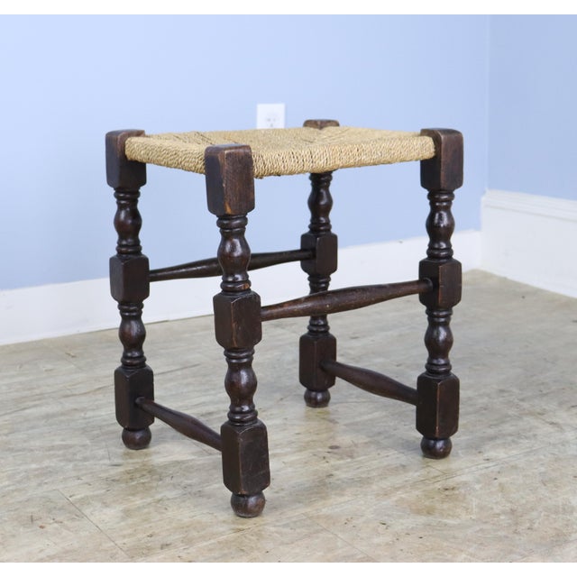 Antique Dark Oak String Stool | Chairish