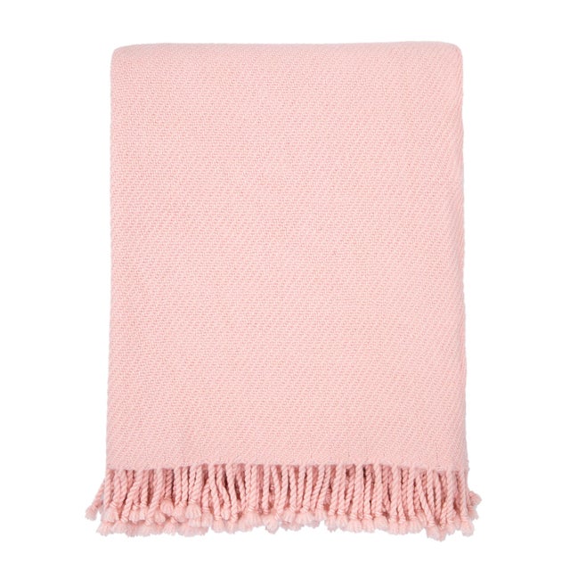 Contemporary Bellani Merino Sofa Throw Blanket, Solid Pink Fringe ...