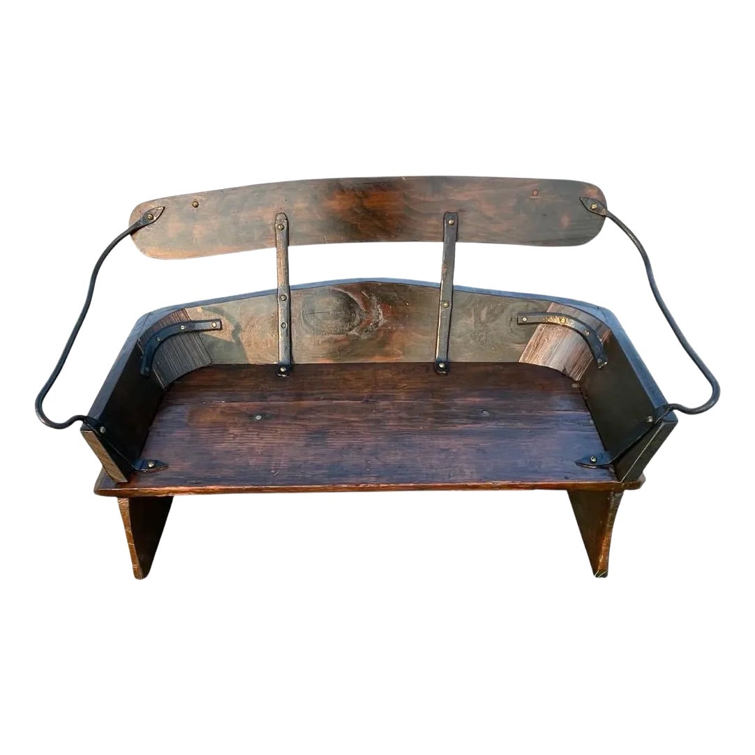 1800s All Original Wood and Forged Metal Buckboard Bench | Chairish