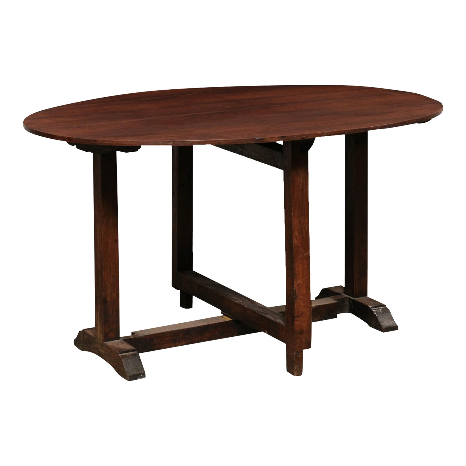 Early 20th Century Antique French Vintner's Table, Oval-Shaped | Chairish