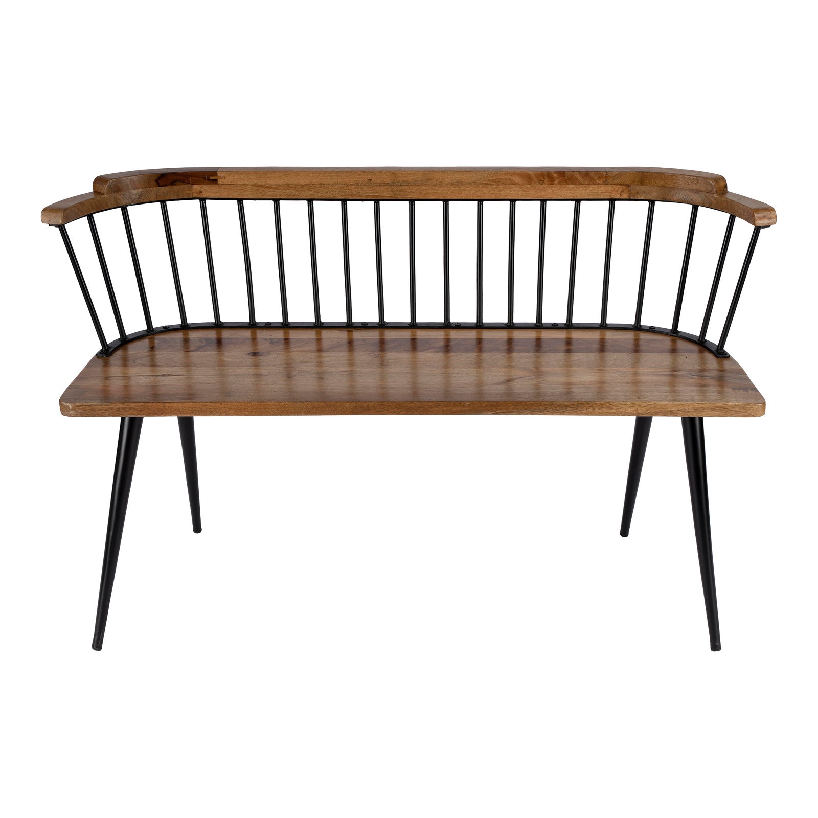 Tempe Mango Wood Spindle Back 51.25"W Bench, Medium Brown | Chairish