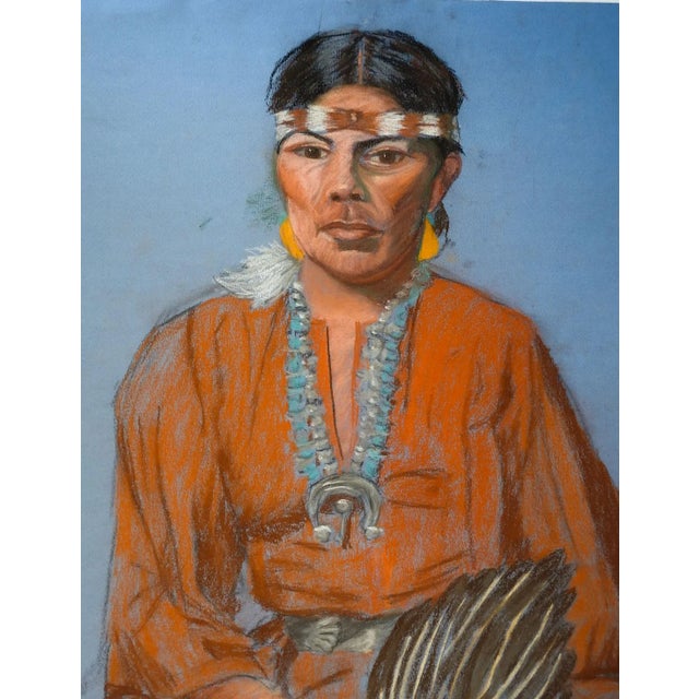 Vintage Pastel Portrait of Native American Man | Chairish
