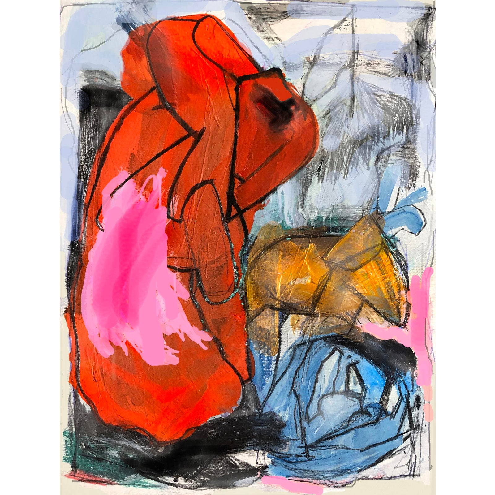 "Three Strange Figures" Contemporary Abstract Original Mixed-Media ...